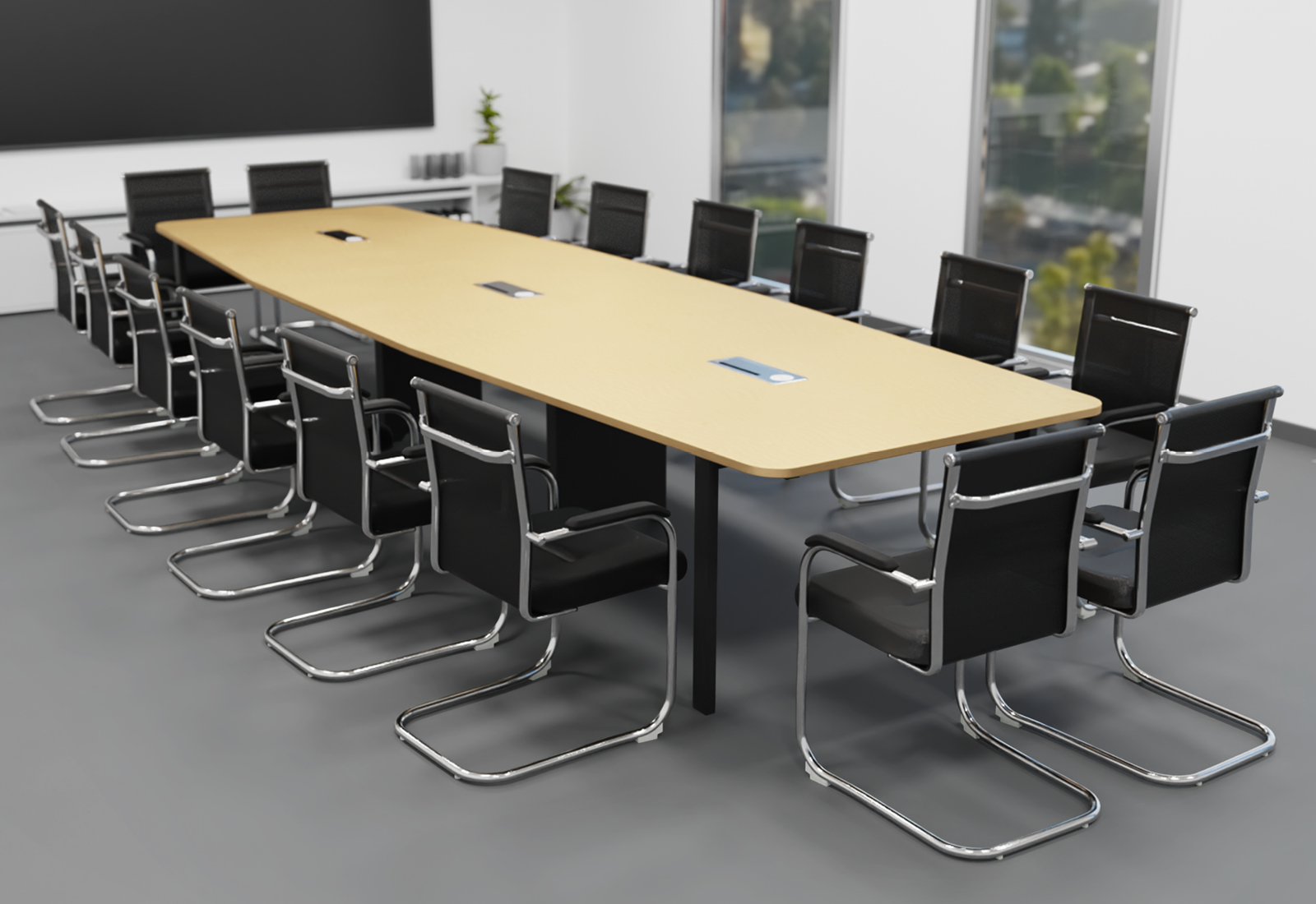 Conference table ELLA480i beige with induction charging station for 16 ...