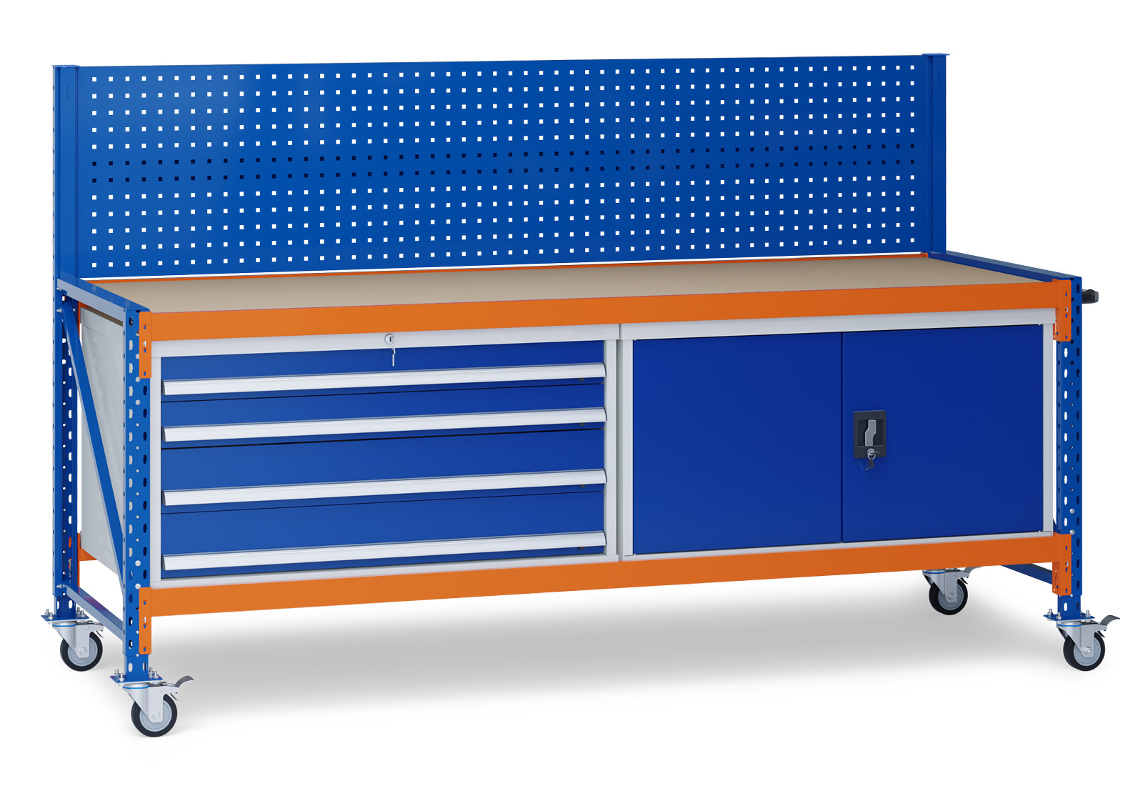 2,3 m Mobile workbench MFW1000 / 80 cm deep / 890 - 1.290 mm high ...