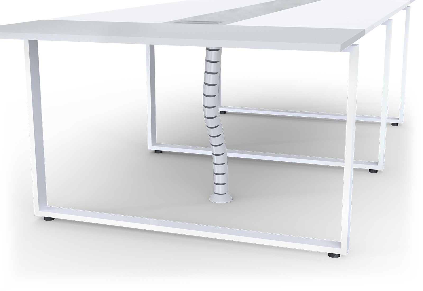 Conference table ANJA280 light grey/white with cable duct for 8 - 10 people